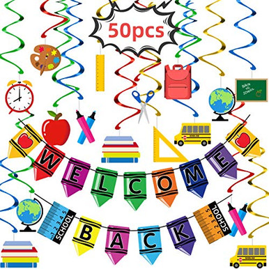 Joy Bang 50 PCS Back to School Decorations Set Welcome Back Banner ...