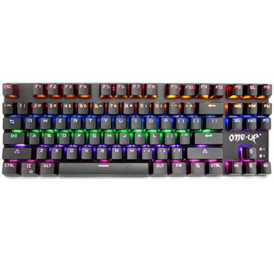 ONEUP G300 LED Rainbow Backlit Mechanical Gaming Keyboard Small Metal ...