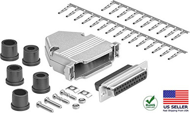 CompuCablePlusUSAcom Best DB25 Female Connector Kit DB25 Female Crimp ...