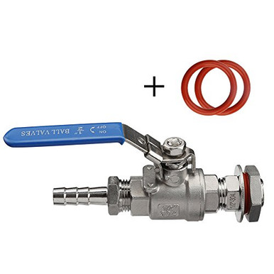 OneBom Beer Ball Valve, 1/2'' Weldless Bulkhead Fitting with 1/2'' Barb ...