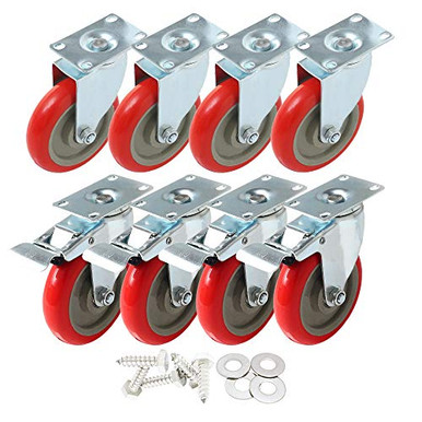 8 Pack 4 Inch Combo Caster Swivel Plate 4 wBrake 4 Plate Heavy Duty on ...