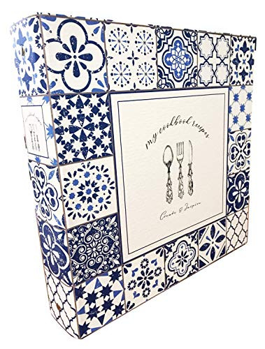 Cookbook Recipe BinderOrganizer Blue Pattern 3Ring Binder to Hold All ...