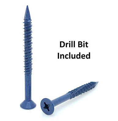 SNUG Fasteners SNG495 100 Qty 14 x 234 Flat Head Phillips Diamond Tip Concrete Screws to Anchor ...