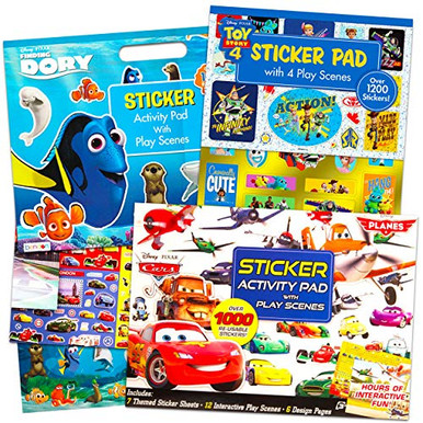 Disney Pixar Sticker Book Set for Kids ~ 3 Pack Giant Sticker Books ...