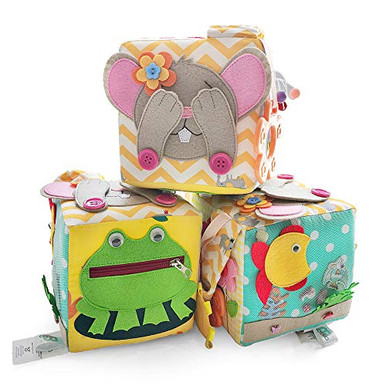 MOVEBO- Learning Sensory Soft Cube Baby Activity Toy with Zippers ...