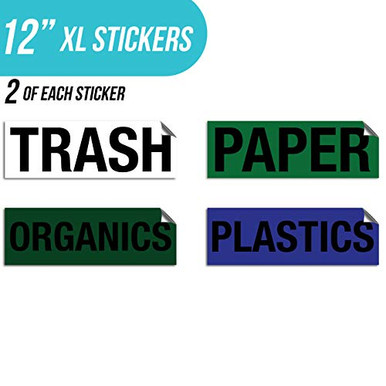 Citadel Black Extra Large 12 Inch Trash Recycle Labels 8 Pack of Large ...