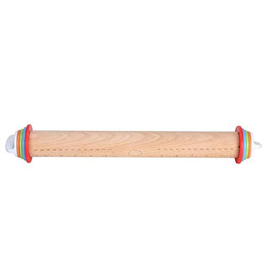 Wood Rolling Pin with Adjustable Discs Measuring Ring MarkingFlour ...