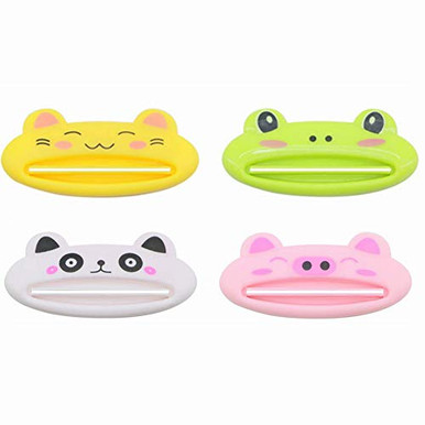 Beetoo Cartoon Animal Toothpaste Tube Squeezer 4 Pack Frog Cat Panda ...