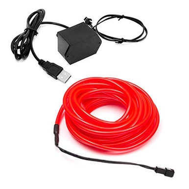 3m98ft Large 32 mm Thick Red Neon LED Light Glow EL Wire Powered by USB ...