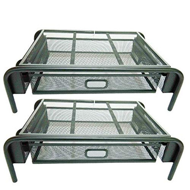 Mesh Monitor Stand Riser Computer Desk Organizer Black Shelf with Pull ...