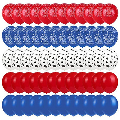 100 Pieces 12 Inch Western Balloons Bandana Balloons Red Blue Cowboy ...
