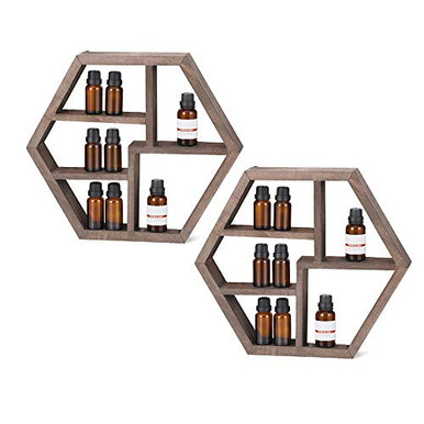 LIANTRAL Essential Oil Storage Wall Mounted Floating Honeycomb Display ...