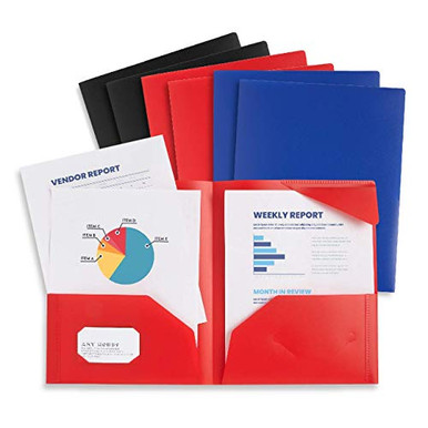 Blue Summit Supplies Plastic Two Pocket Folders Reinforced Corners ...