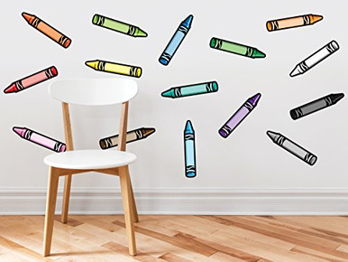 Crayon Fabric Wall Decals - Set of 15 Coloring Crayons In 15 Different ...