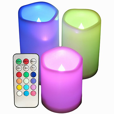 Multi Color Change Outdoor Flameless Pillar Candles with Remote and ...