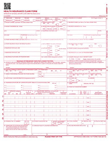 New CMS 1500 Claim Forms HCFA Version 0212 1000 per Box ...