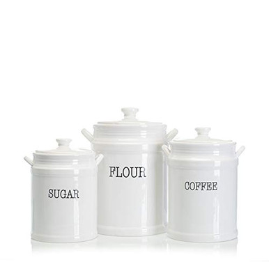 Home Essentials Fiddle Fern Set Of 3 Prep Canisters With Handles ...