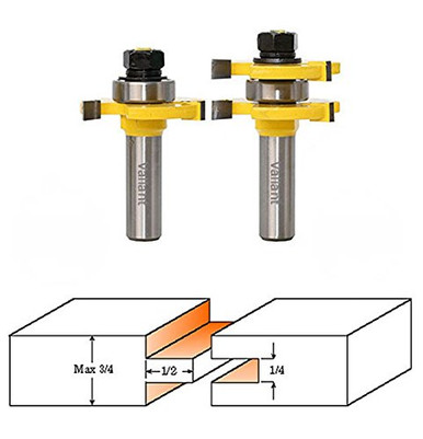 Valiant Tongue & Groove Router Bit Set With Adjustable 1/2 Inch Shank ...