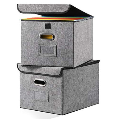 File Organizer Boxes 2Pack Collapsible Decorative Linen Storage Hanging ...