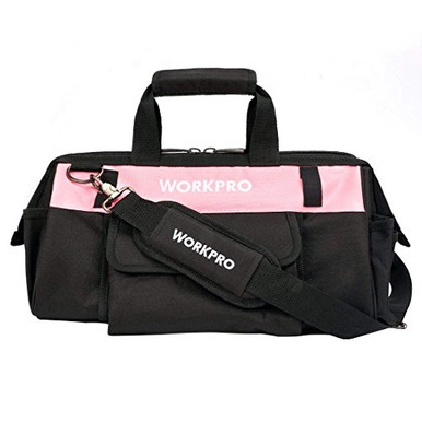 WORKPRO Tool Bag 16-inch Pink Lady Wide Mouth Open Tote Multiple ...
