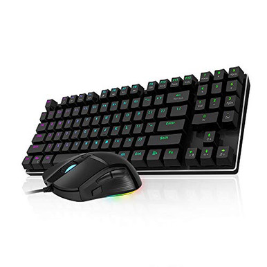 TopMate KM12 Mechanical Gaming Keyboard and Mouse Combo Wired, 89 Keys ...