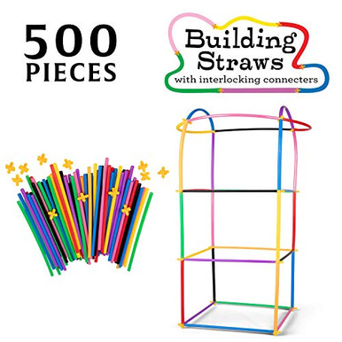 SCS Direct 500pc Building Straws Connectors Set for Kids STEM ...