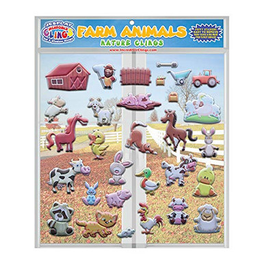 JesPlay Farm Animals by Incredible Gel and Window Clings Reusable Puffy ...