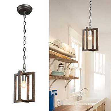 LOG BARN Pendant Lighting Hanging Lamp Rustic Metal Cage Finish Small ...