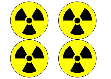 Nuclear Radiation Warning Symbol Sign 4 Pack Hazard Radioactive Bumper ...