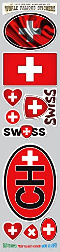 Car Chrome Decals STSSZ Switzerlan 10 Stickers Set Flag Swiss Decal ...