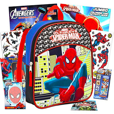 Marvel Spiderman Backpack Set Toddler Preschool 11 Mini Spiderman ...