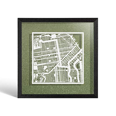 O3 Design Studio San Francisco Paper Cut Map Framed White map Black ...