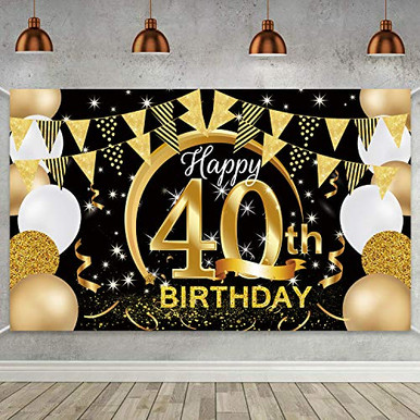 6 x 36 ft Happy 40th Birthday Backdrop Banner for 40th Anniversary ...