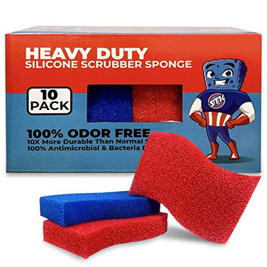 STK Heavy Duty Silicone Scrubber SSponges 10 Pack Modern Antimicrobial ...