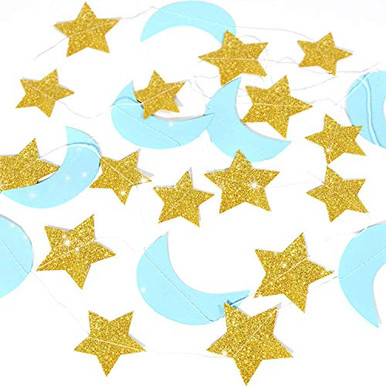 Furuix Blue Gold Twinkle Twinkle Little Star Birthday Boy Baby Shower ...