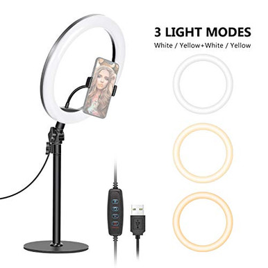Neewer LED Ring Light Table Top 10 Inches USB Ring Light Color ...