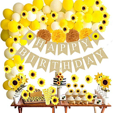 Funnlot 99PCS Sunflower Birthday Decorations Sunflower Party Supplies ...
