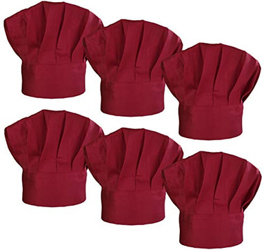 LilMents 6 Pack Chef Hat Set Elastic Baker Kitchen Catering Cooking ...
