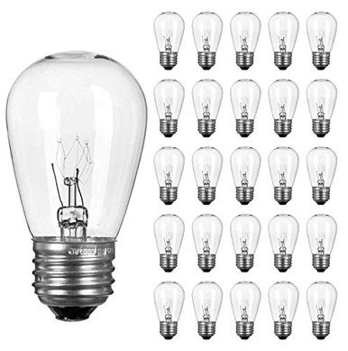 26 Pack S14 Light Bulbs 11 Watt Warm Replacement Clear Glass Bulbs for ...