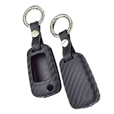 WFMJ Black Carbon Fiber Silicone Remote Smart Key Chain Cover Case for ...