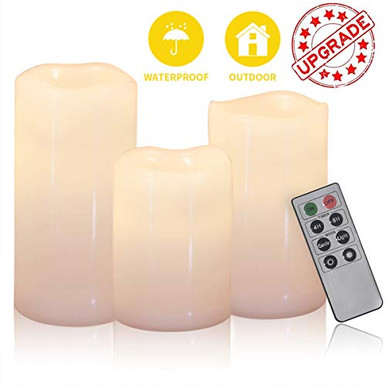 SHYMERY Outdoor Indoor Waterproof Battery Candles,Flameless LED Pillar ...