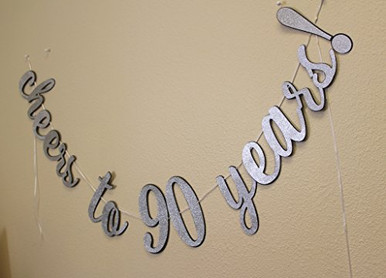 All About Details Cheers to 90 Years! Cursive Banner 1set 90th Birthday ...