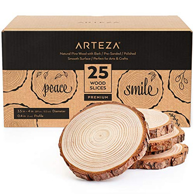 Arteza Natural Wood Slices 25 Pieces 354 Inch Diameter 04 Inch ...