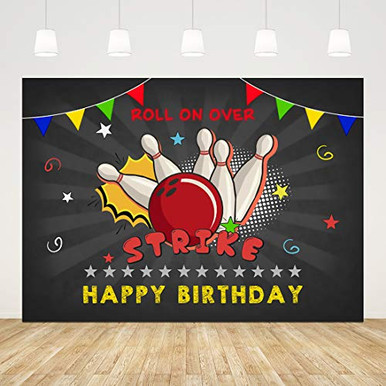 Happy Birthday Backdrop for Boys Girls Bowling Theme Photography ...
