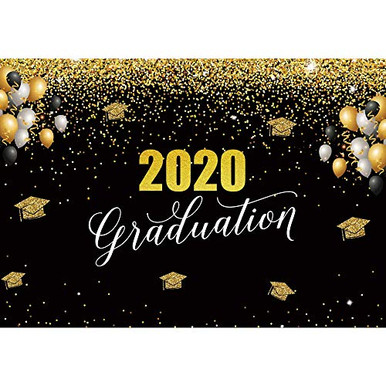 Haboke 7x5ft Soft Fabric 2020 Graduation Class Photo Backdrop Black and ...