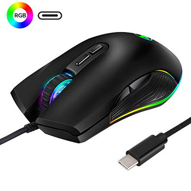 USB C Mouse Ergonomic TypeC Mouse with Backlight up to 3200 DPI RGB ...