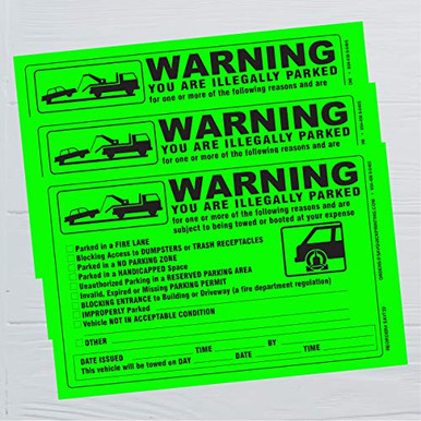 50 Parking Violation Sticker Vehicle Illegally Parked Tow Notice ...