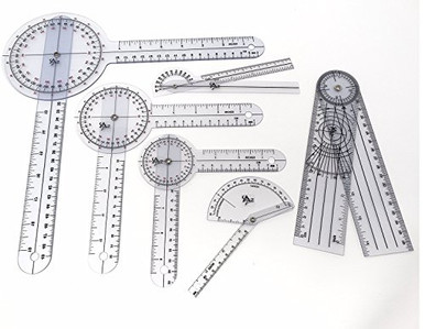 Set of 6 Piece Spinal Finger Goniometer Protractor Ruler 360 Degree 12 ...