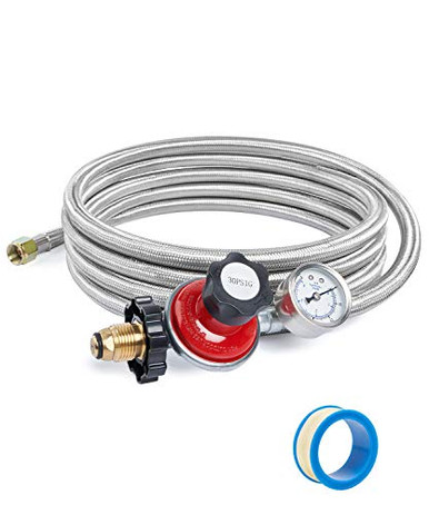 SHINESTAR 12FT 30PSI Adjustable Propane Regulator Hose with Gauge for ...