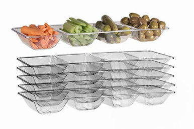 Exquisite 6 Count clear Plastic Compartment Tray For Parties Heavy Duty ...